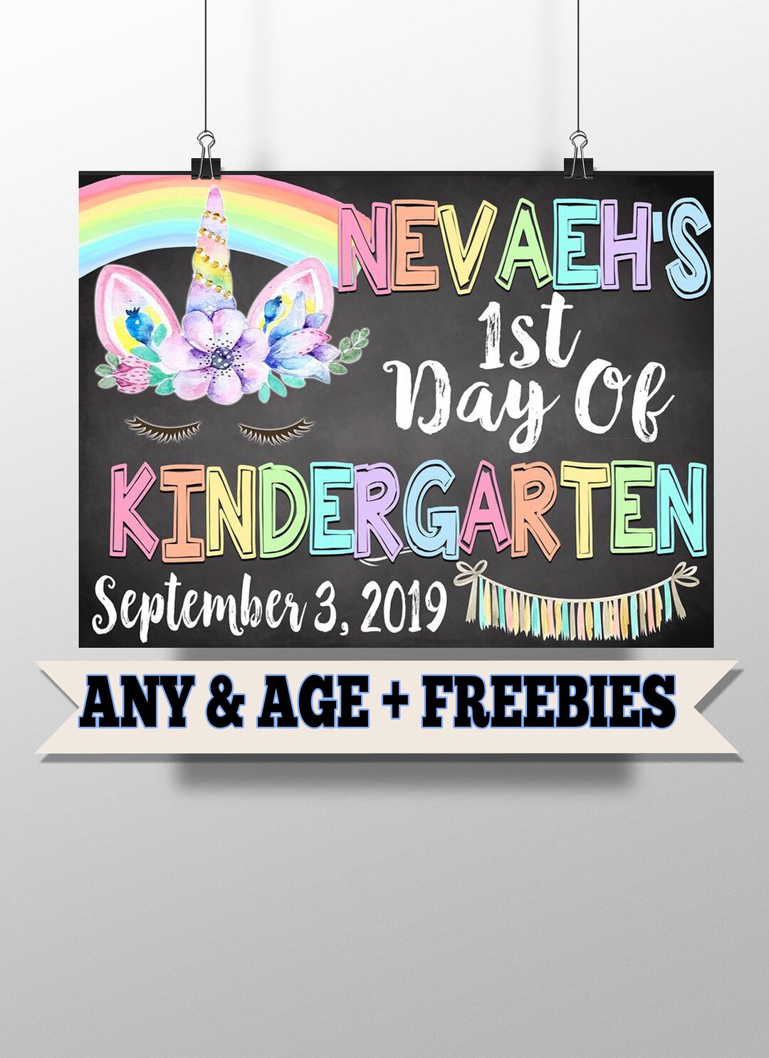 Unicorn First Day of School Sign, Girls 1st Day of School Printable ...
