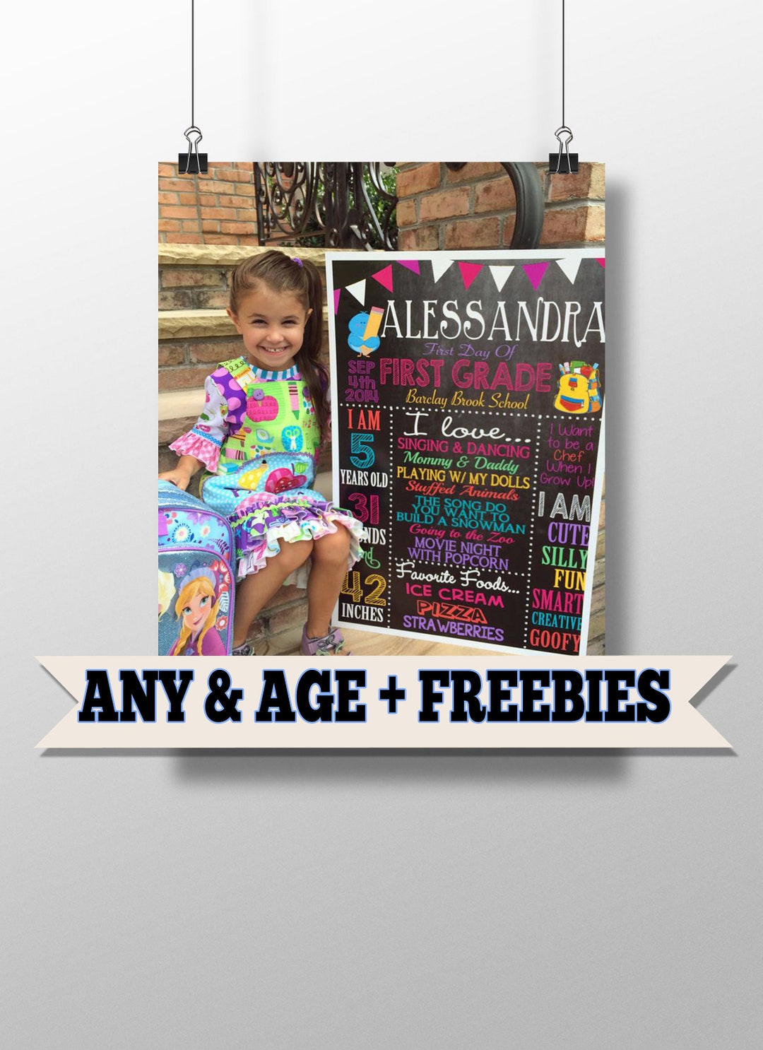 Girls First Day of School Sign - First Day of School Chalkboard for ...