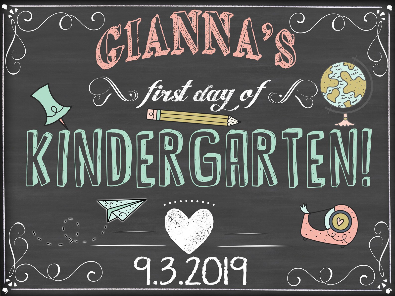 Pink 1st Day of School Sign Girls Back to School Signs First | Etsy