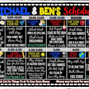 Quarantine Schedule for Kids, Personalized Kids Daily Schedule, Ideas ...