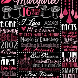 16th Birthday Board, Unique 16th Birthday Decorations, 16 Candles Decor ...