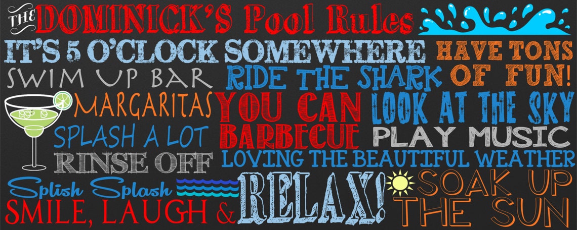 Custom Pool Rules Sign Pool Rules Chalkboard Style Sign | Etsy