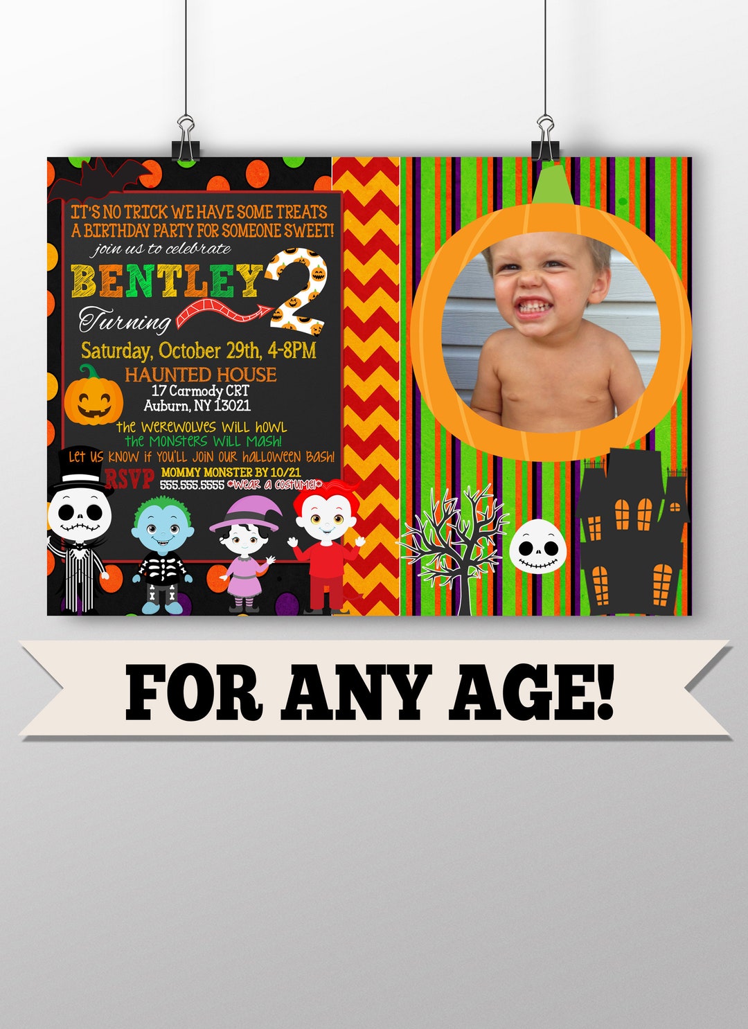 Monster Mash Invitations, Kids Halloween Party, Halloween Birthday ...