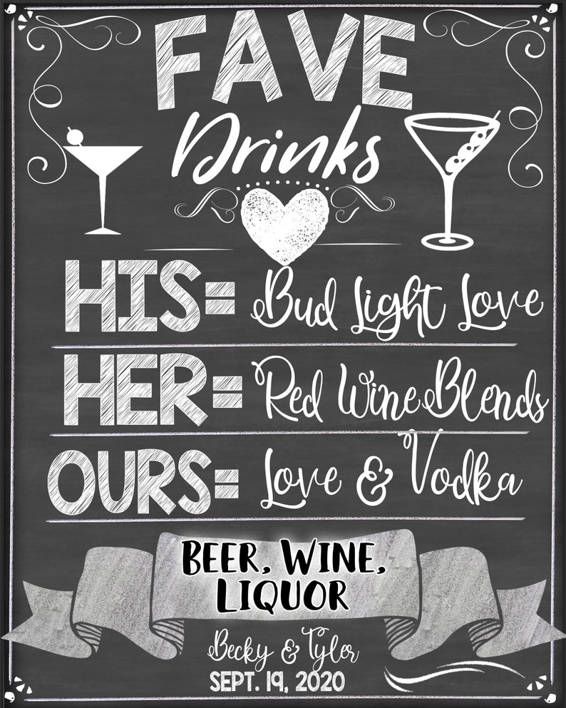Couples Drink Sign, Engagement Party Drink Sign, Custom Couples Special ...