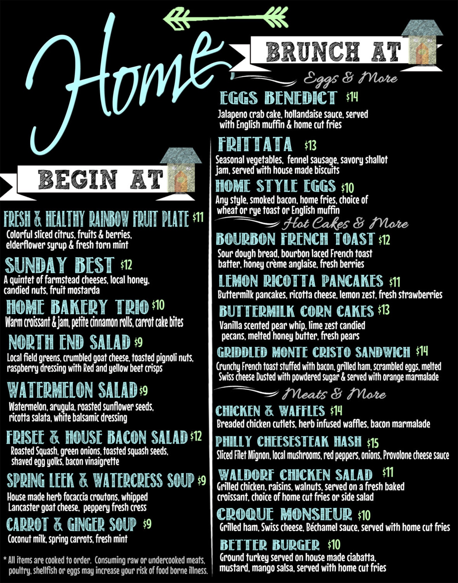 Restaurant Menu, Custom Business Sign, Chalkboard Style Business Menu ...