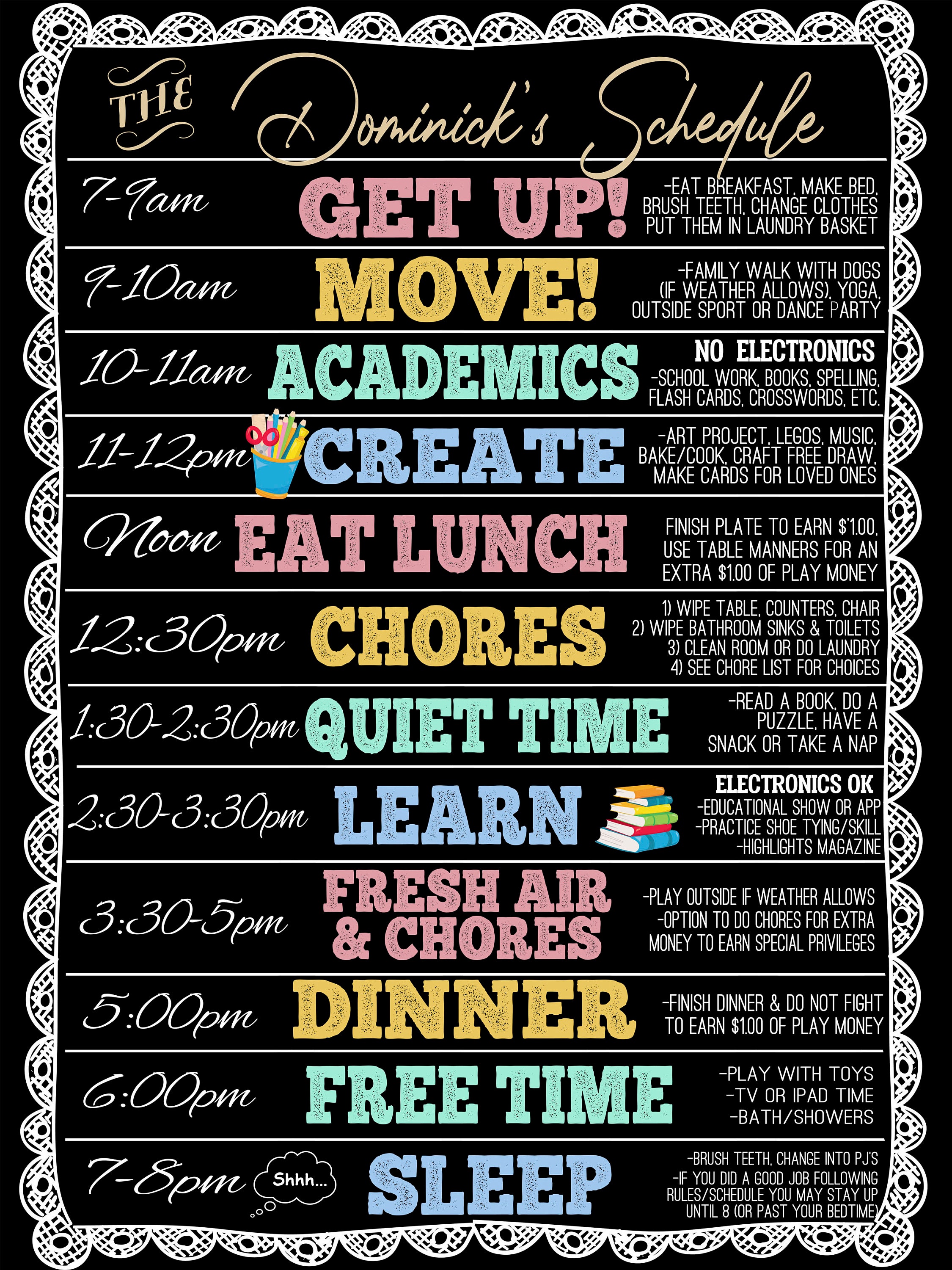 Daily Routine for Kids Personalized Daily Schedule for Kids | Etsy