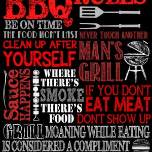 Custom BBQ Sign, Bbq Rules Printable Chalkboard for Him, Customized BBQ ...