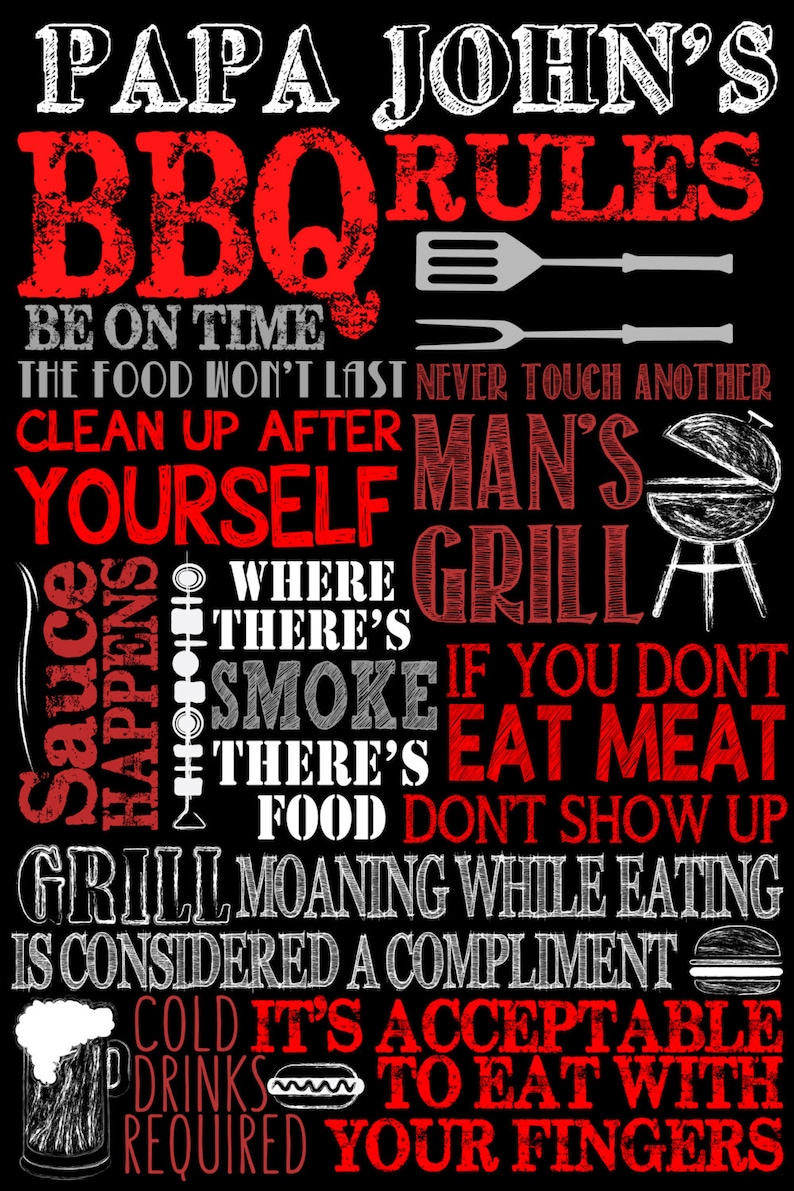 BBQ Rules Sign Perfect for Fathers Day Personalize This | Etsy
