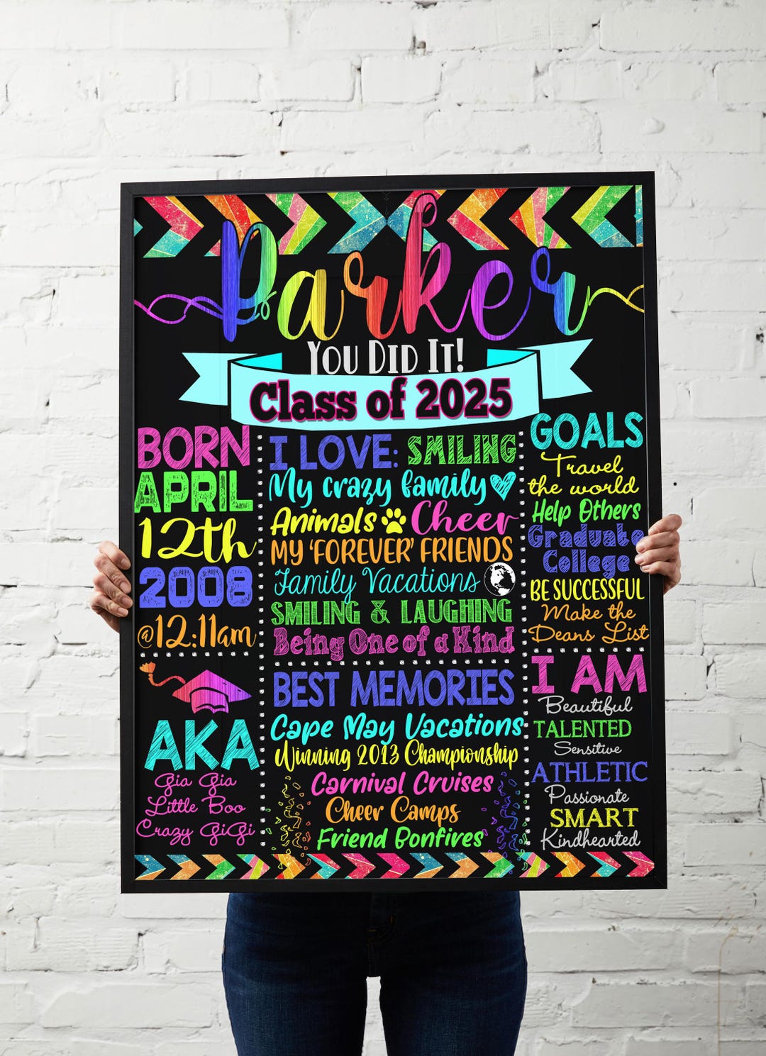 Rainbow Neon Graduation Decorations Personalized | Class of 2025 Senior ...