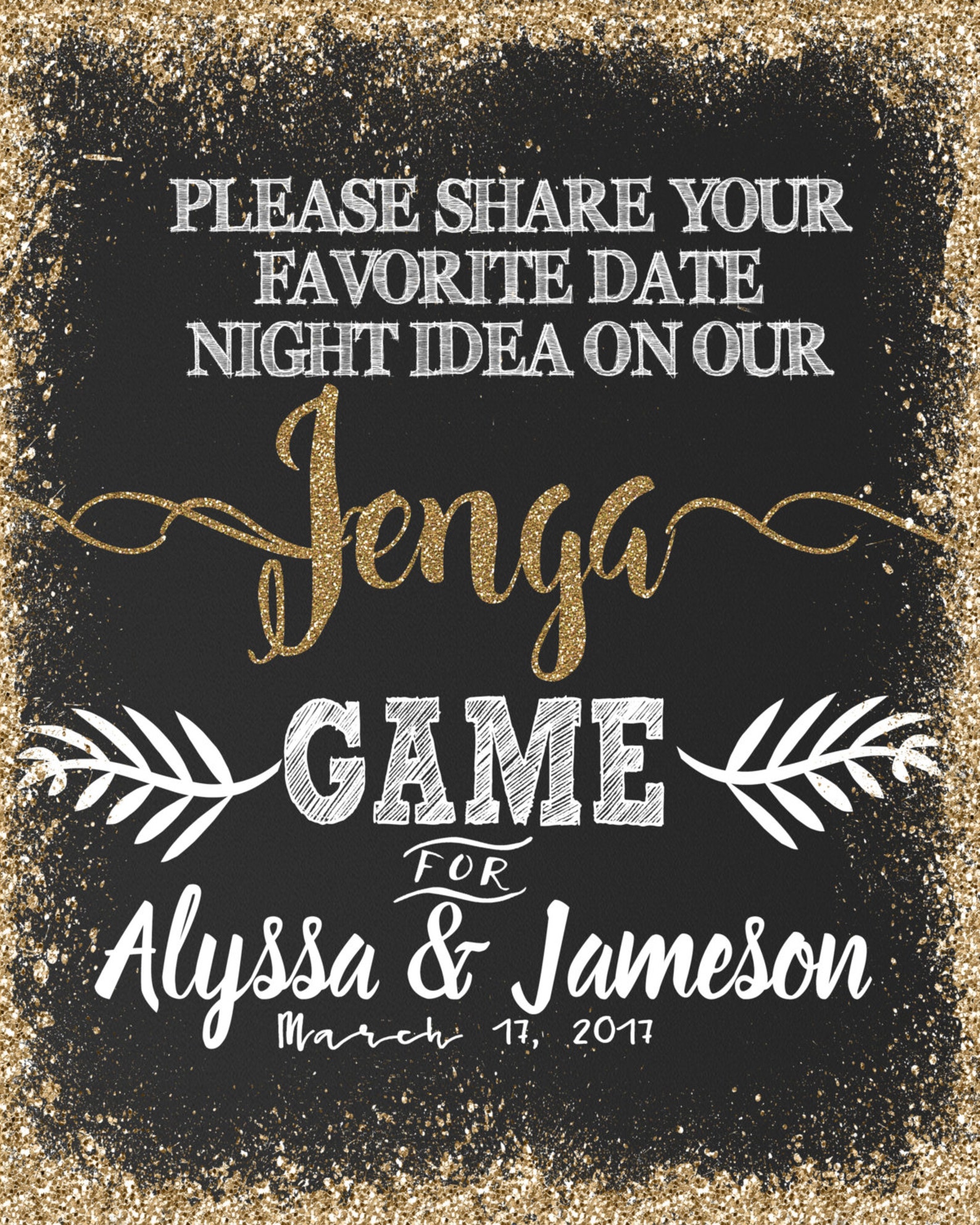 Jenga Game Sign, Date Night Sign, Bridal Shower Games, Share Favorite ...