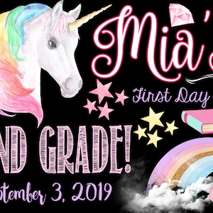 Pink 1st Day of School Sign, Girls Back to School Signs, First Day of ...