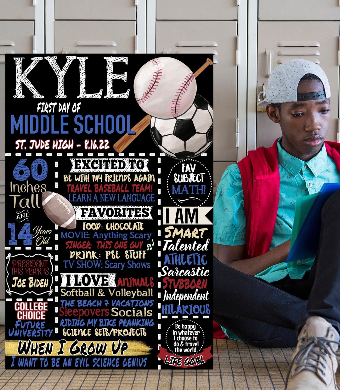 Boys First Day of High School Sign, High School First Day of School ...