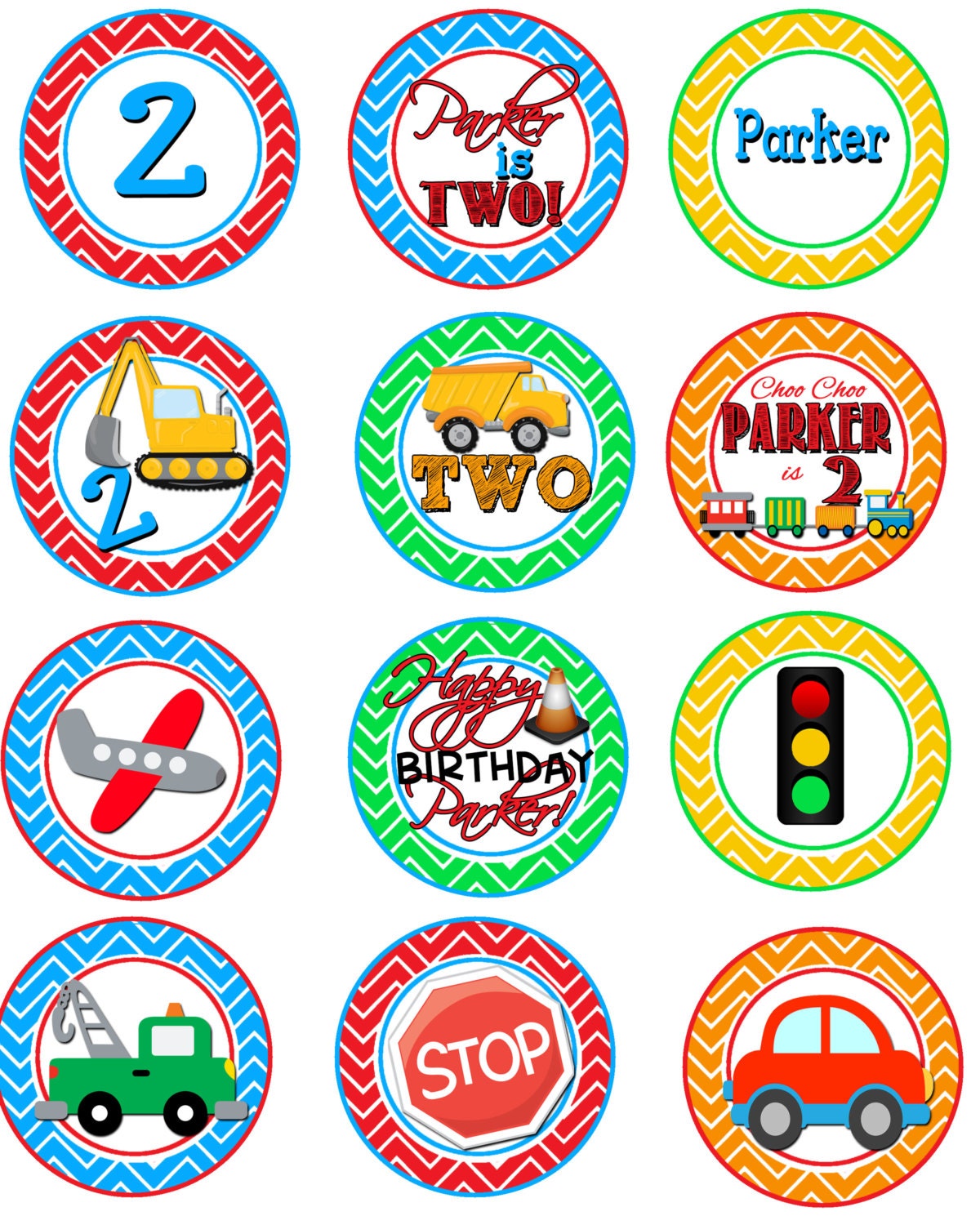 Automobile Cupcake Labels Round Things That Go Labels MANY - Etsy