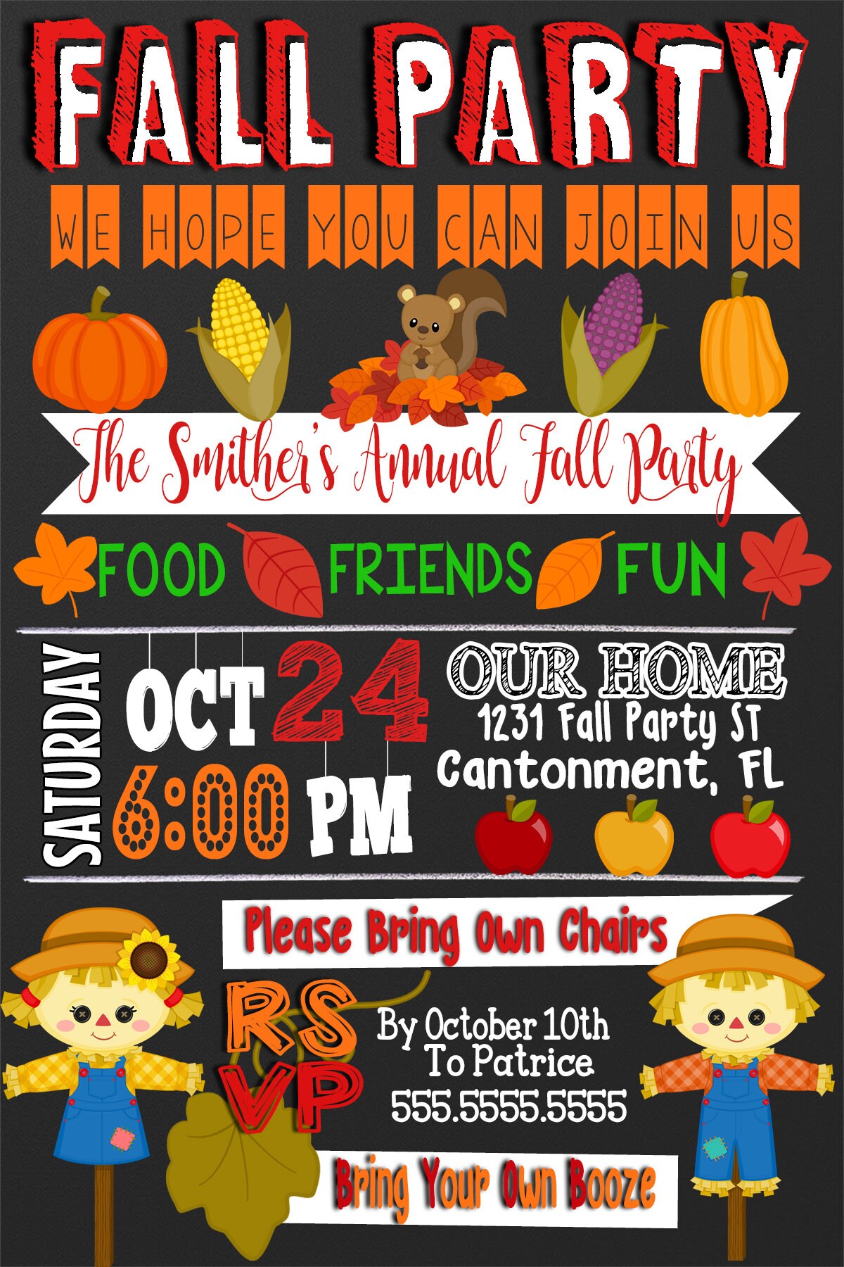 Fall Party Invites - Fall Festival Invitations - Plaid Fall Invites ...