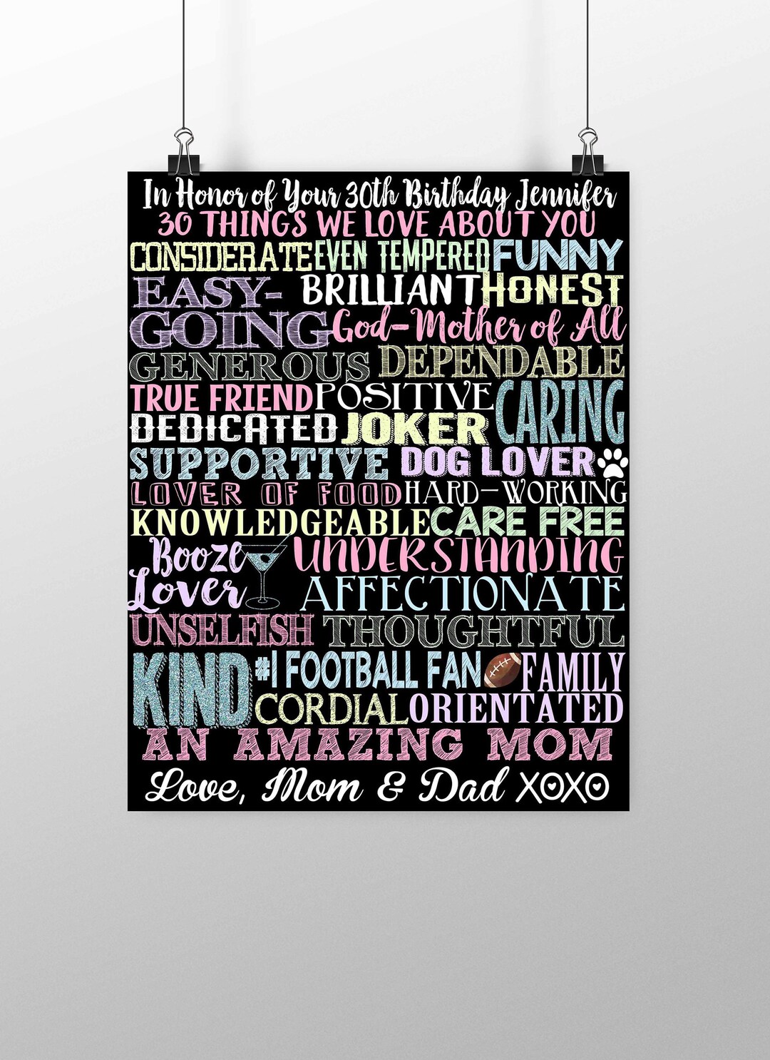 Unique 30th Birthday Gifts, 30 Things I Love About You, Emotional 30th ...