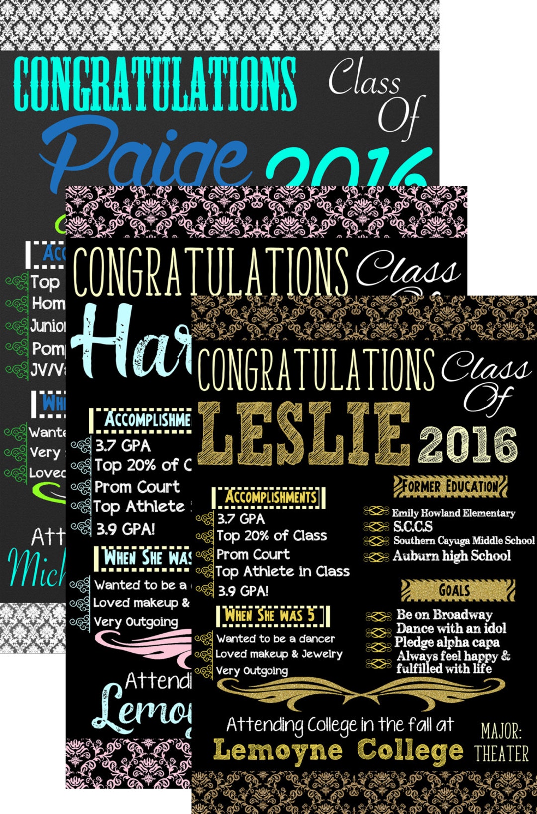 Custom Graduation Party Ideas, Custom Damask Graduation Board ...
