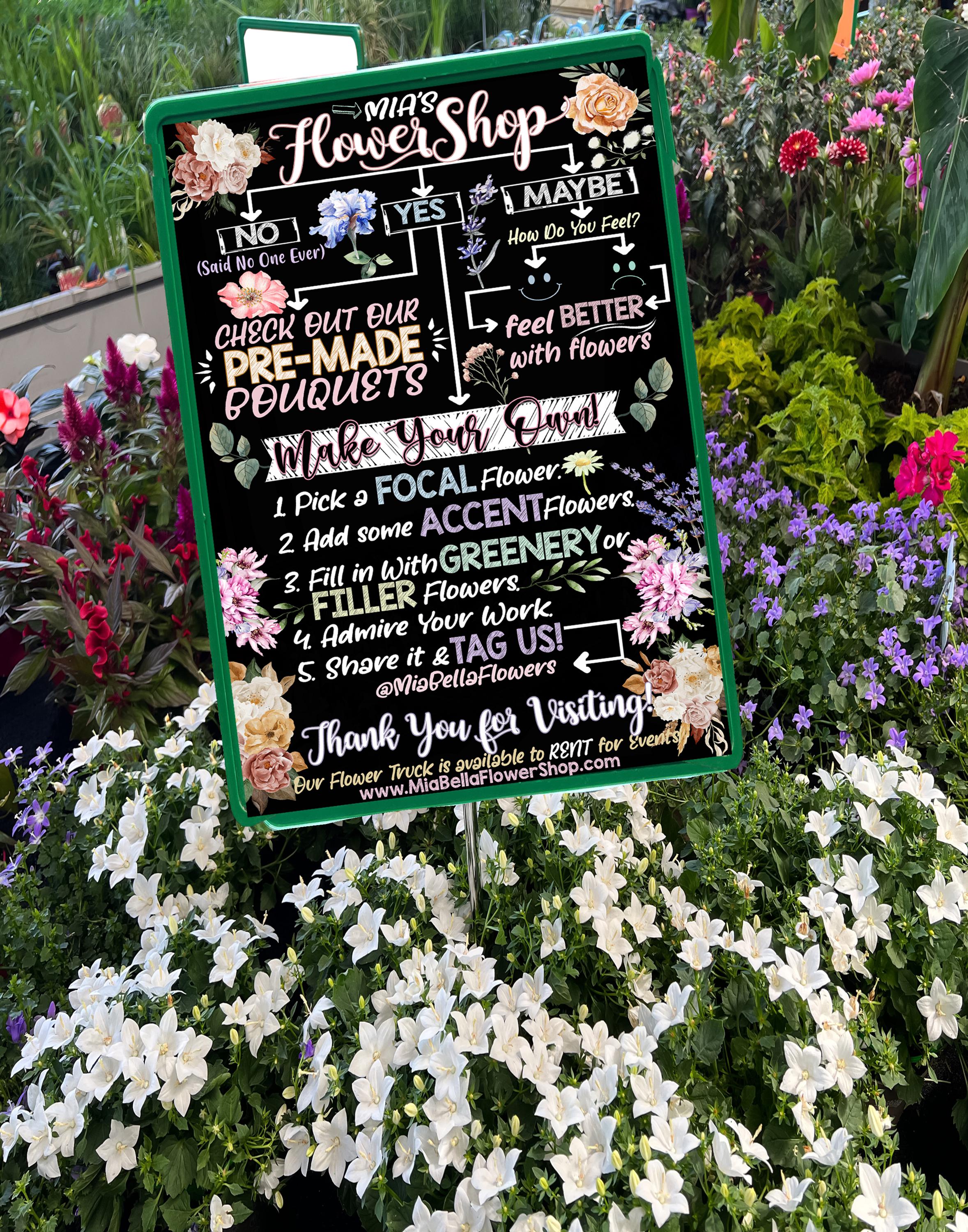 Flower Bar Sign Chalkboard Style | Flower Truck Menu Sign | Build Your ...