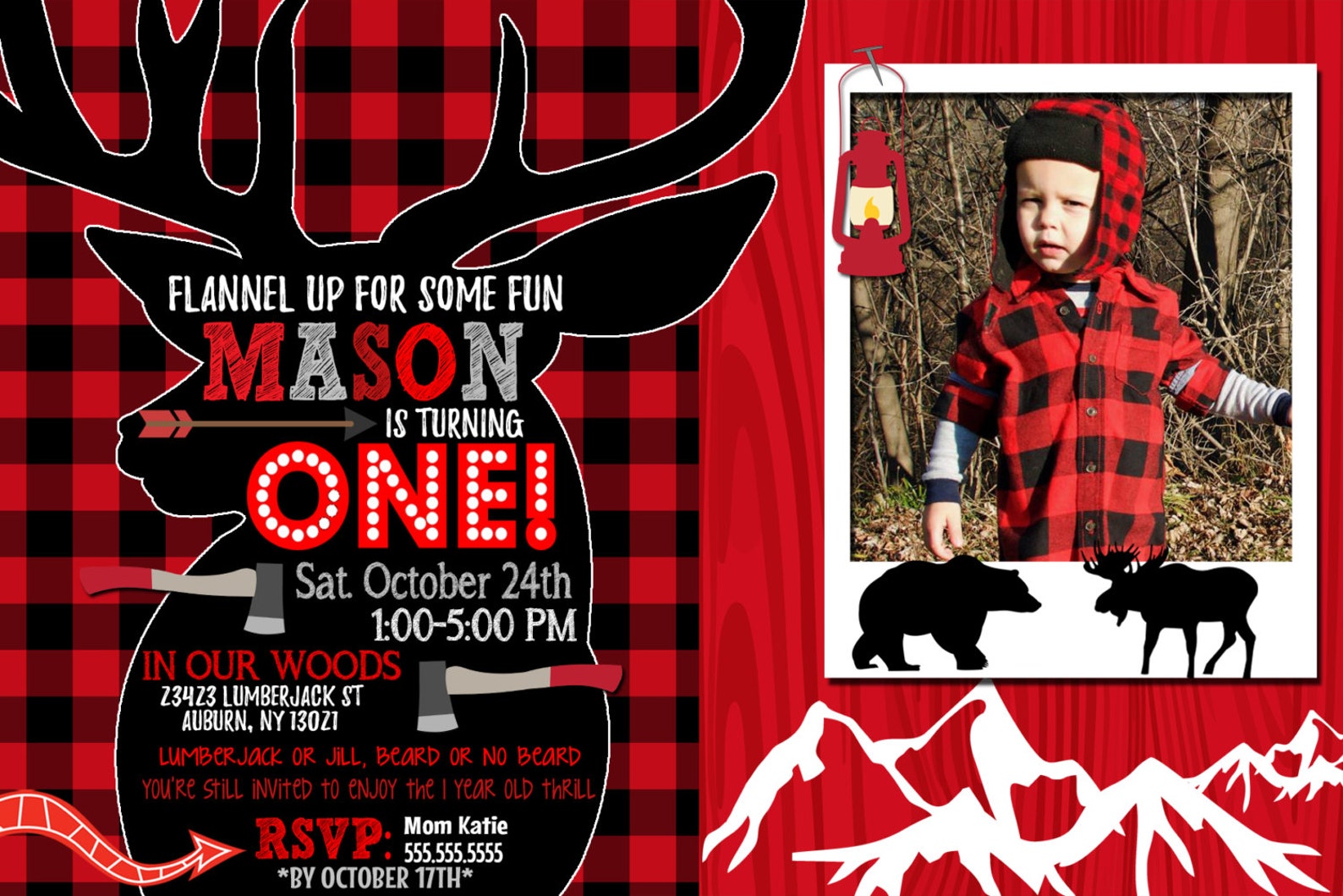 Buffalo Plaid Invitations, Lumberjack 1st Birthday, Buffalo Plaid ...