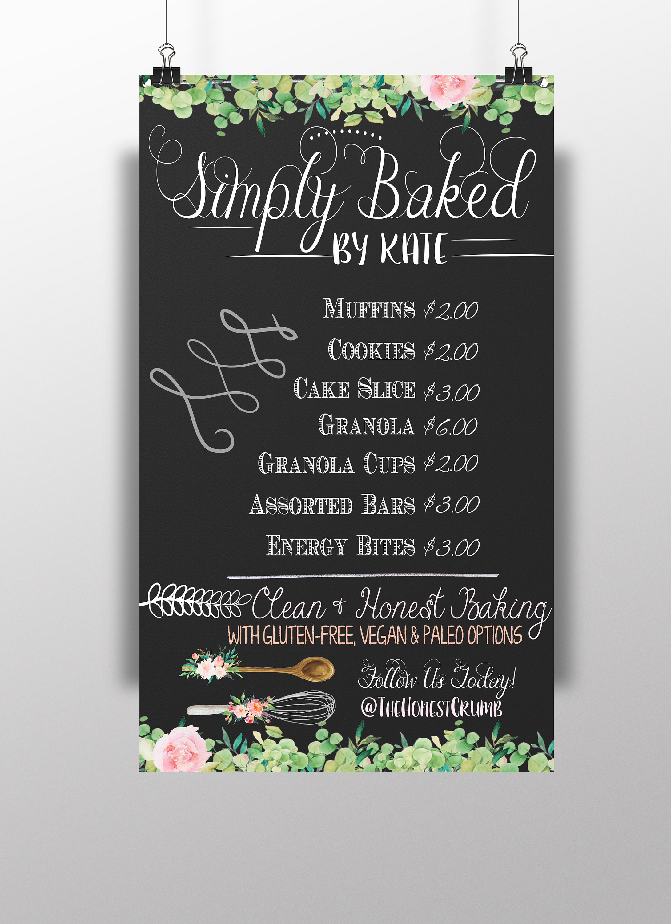 Chalkboard Menu, ANY BUSINESS, Custom Menu, Bakery Signs, Bakery Menu ...