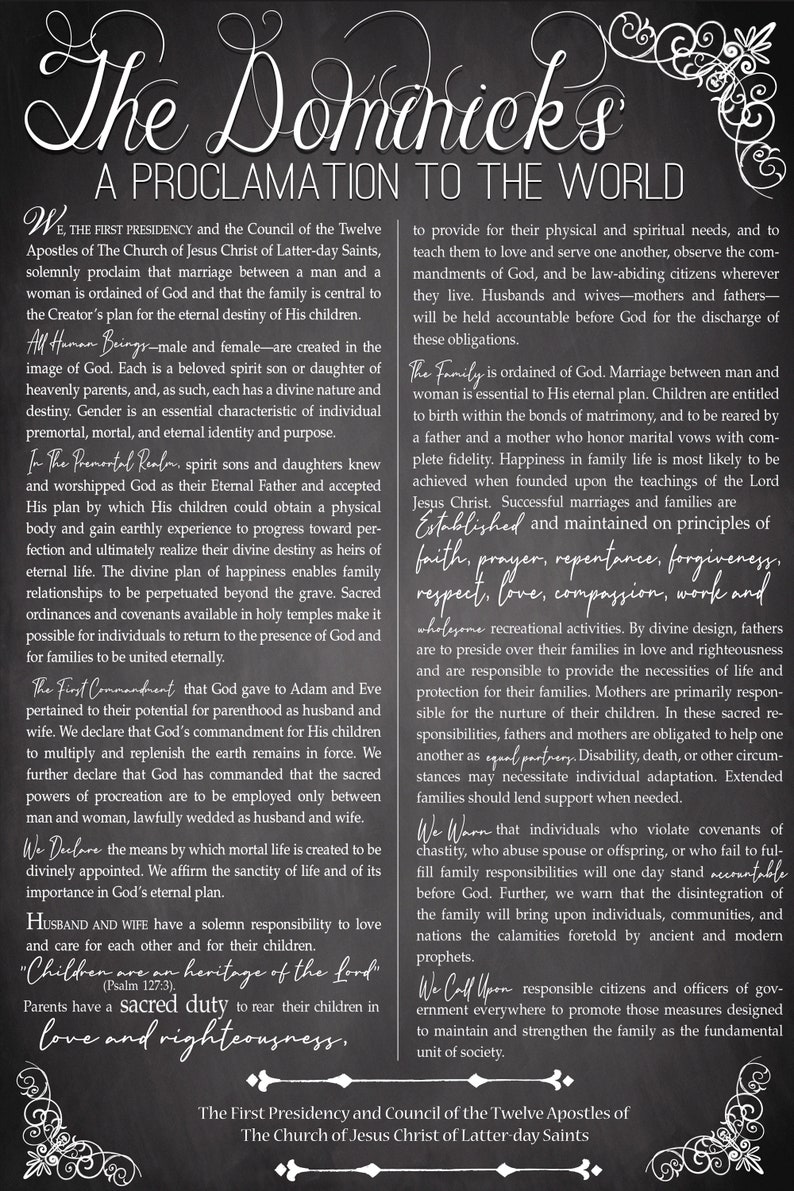 Family Proclamation Sign Printable A Proclamation to the - Etsy