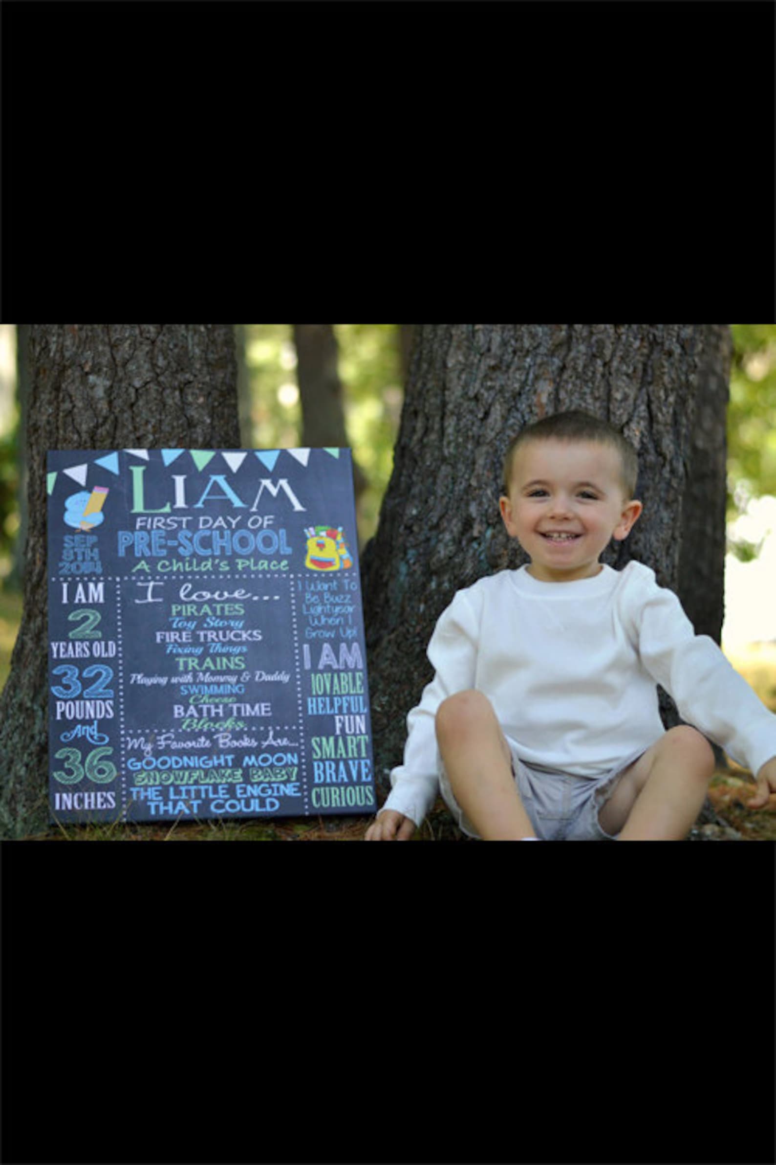 Modern First Day of School Sign for Boys, First Day of Kindergarten or ...