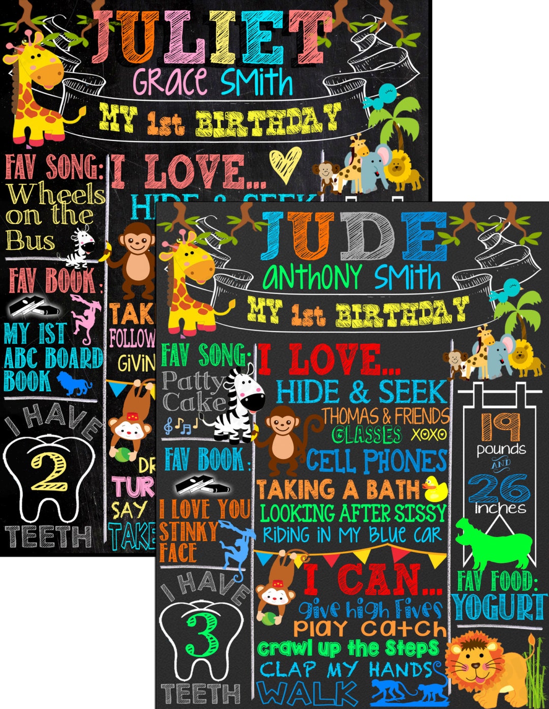 Safari Birthday Board, Jungle Birthday Party Decoration, Unique Jungle ...