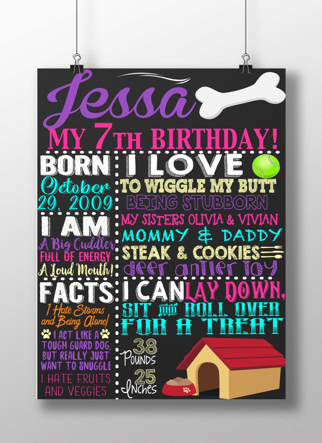 Dog Birthday Chalkboard, Doggie Cake Smash Photo, Pet Birthday Board ...