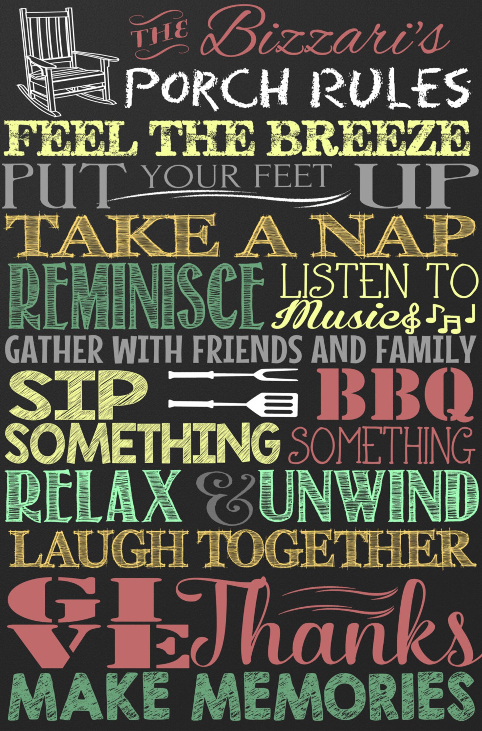 Custom Porch Rules Sign Custom Outdoor Chalkboard Style Porch | Etsy