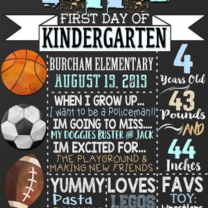 Boys First Day of School Sign - Sport Balls School Signs - First Day of ...