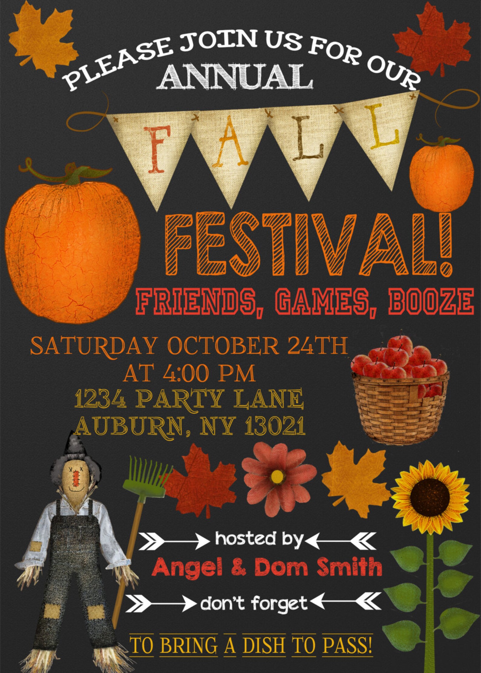 Scarecrow Fall Festival Invitations, Pumpkin Fall Festival Invite ...