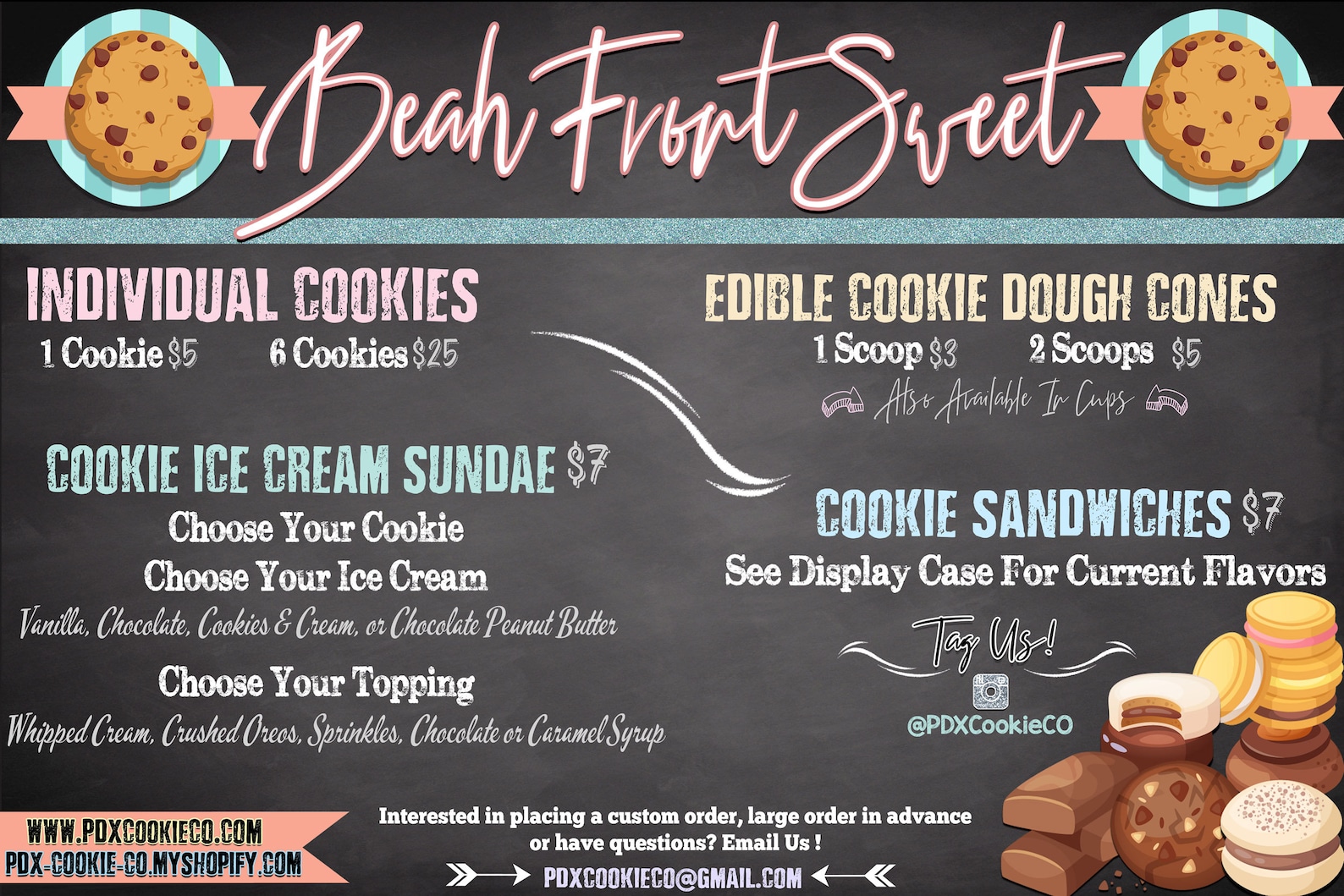 Custom Cafe Menu Chalkboard Style, Bakery Menu, Cookie Price List ...