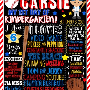 First Day of School Chalkboard Sign - Baseball First Day of School Sign ...