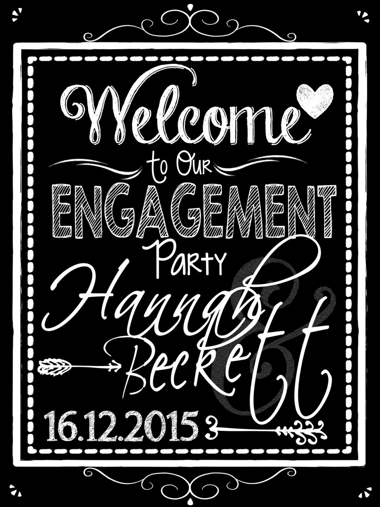 Chalkboard Engagement Party Welcome Sign, Welcome to Our Engagment ...