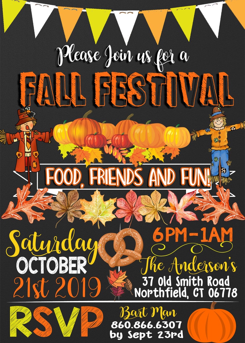 Unique Fall Festival Invitations, Pumpkin Fall Harvest Party Invites ...