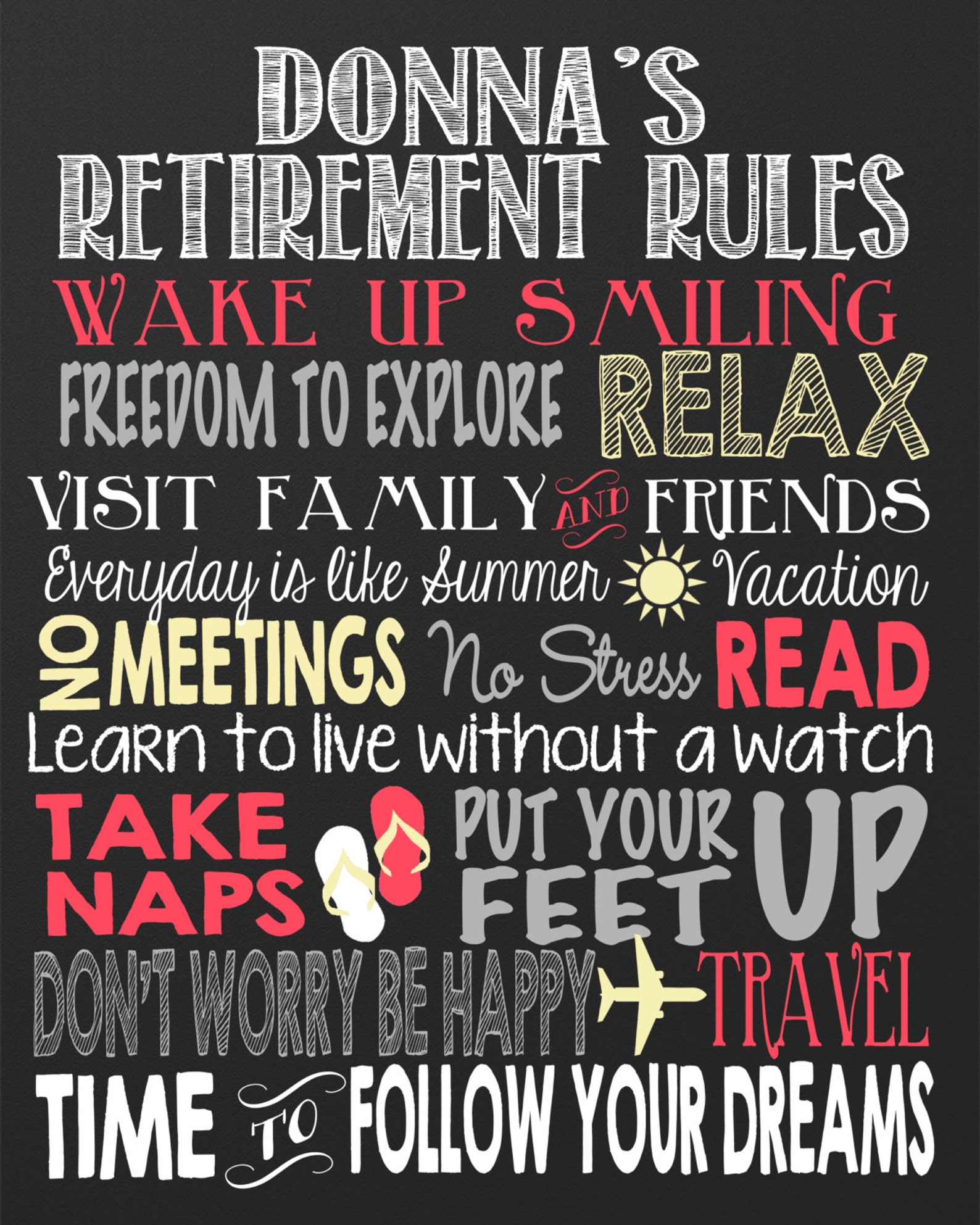 Retirement Rules Chalkboard Custom retirement board | Etsy