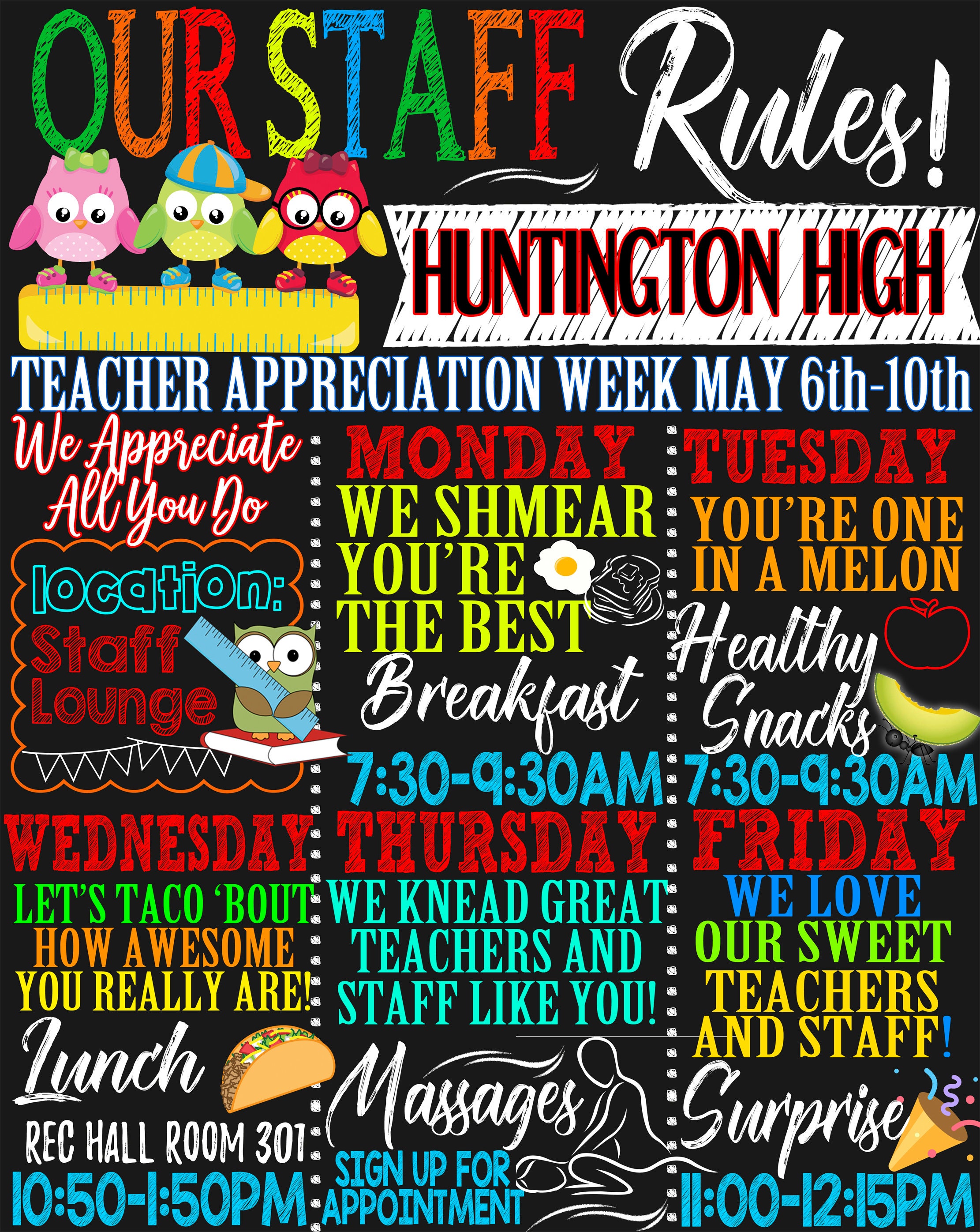 Our Staff Rules Flyer Staff and Teacher Appreciation Week - Etsy