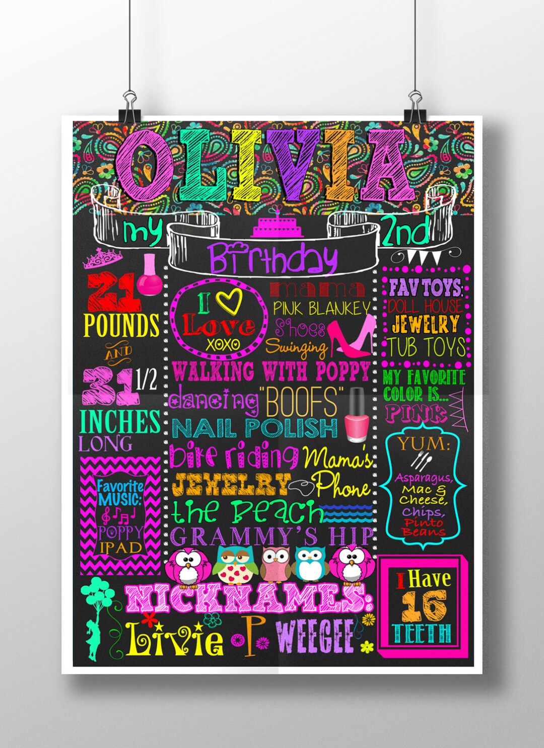 Rainbow Birthday, Brite Light Birthday, Bright Colored Bday, Girls ...