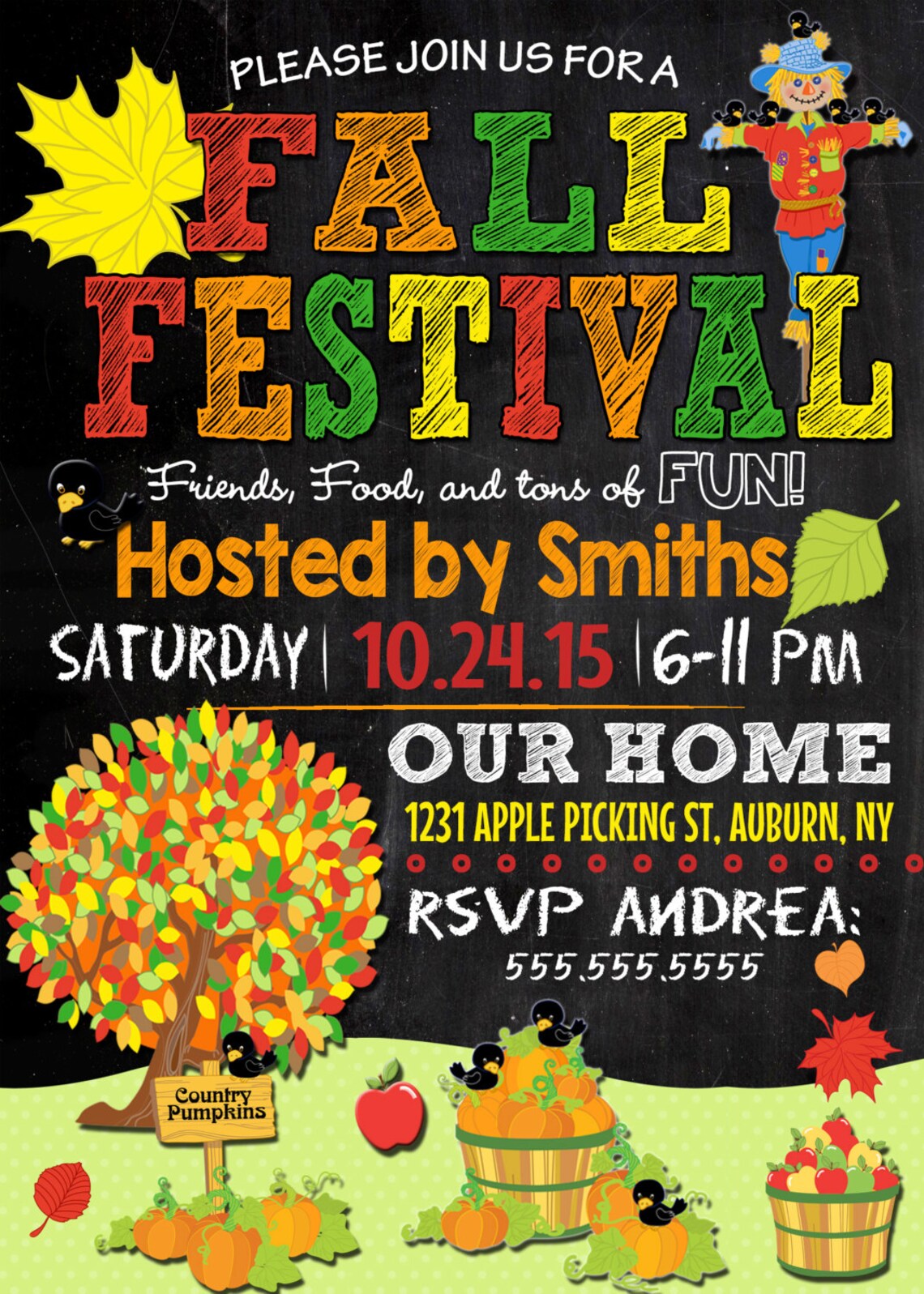 Colorful Fall Festival Invitations, Unqiue Fall Party Invites ...