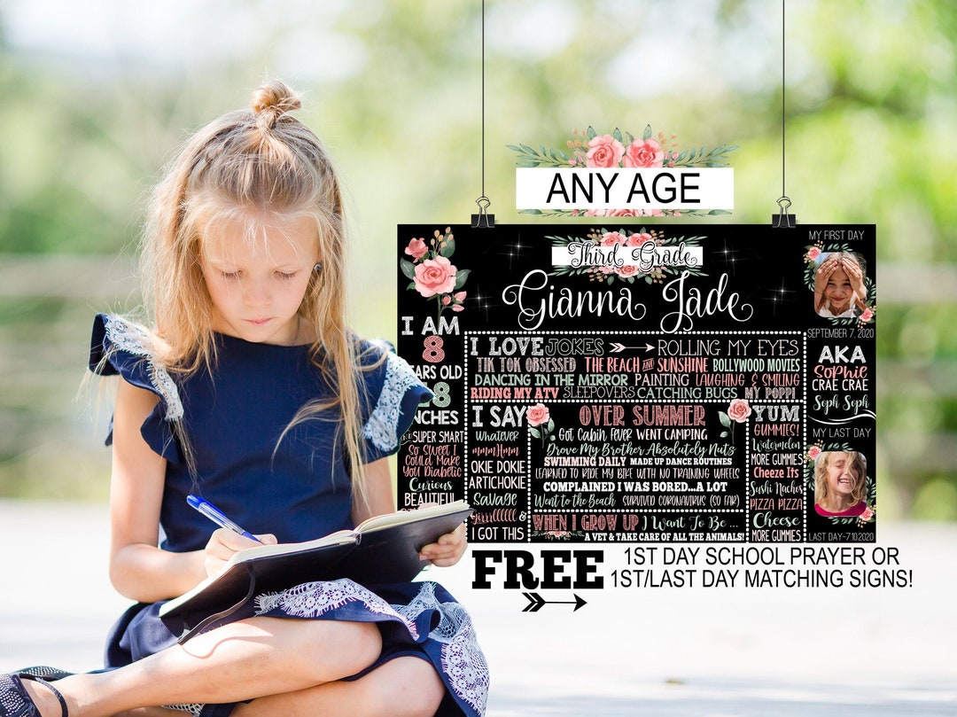 1st Day of School, Back to School Essential, Floral First Day Sign, Out ...