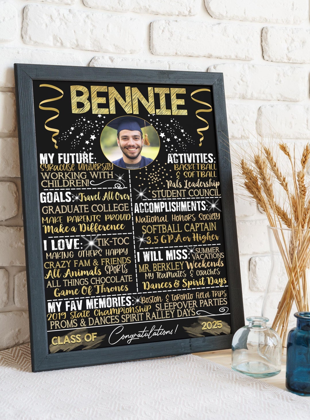 Gold Graduation Signs, Grad Party Signs Personalized, Unique Graduation ...