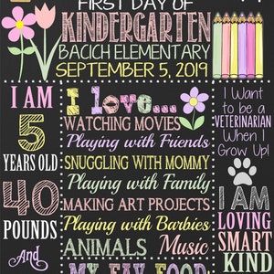 First Day of School Sign 2022, First Day of School Pictures Girls, Any ...