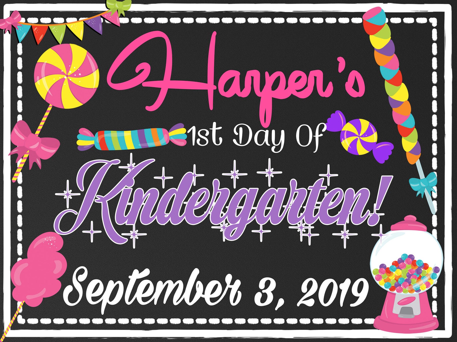 Pink 1st Day of School Sign Girls Back to School Signs First | Etsy