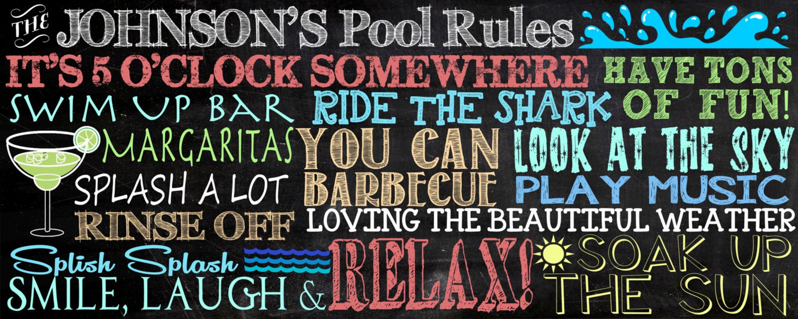 Custom Pool Rules Sign Pool Rules Chalkboard Style Sign | Etsy