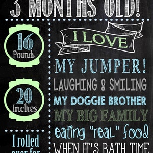 Unique Monthly Milestone Sign, Monthly Milestone Chalkboard Style Sign ...