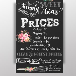 Bakery Menu, Custom Bakery Signs, Chalkboard Style Bakery Sign ...