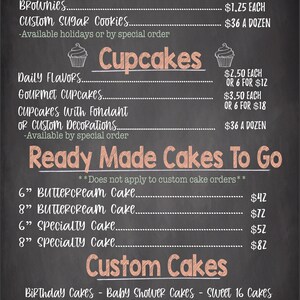 Business Sign for Wall With Prices, Sweet Shop Menu Template ...