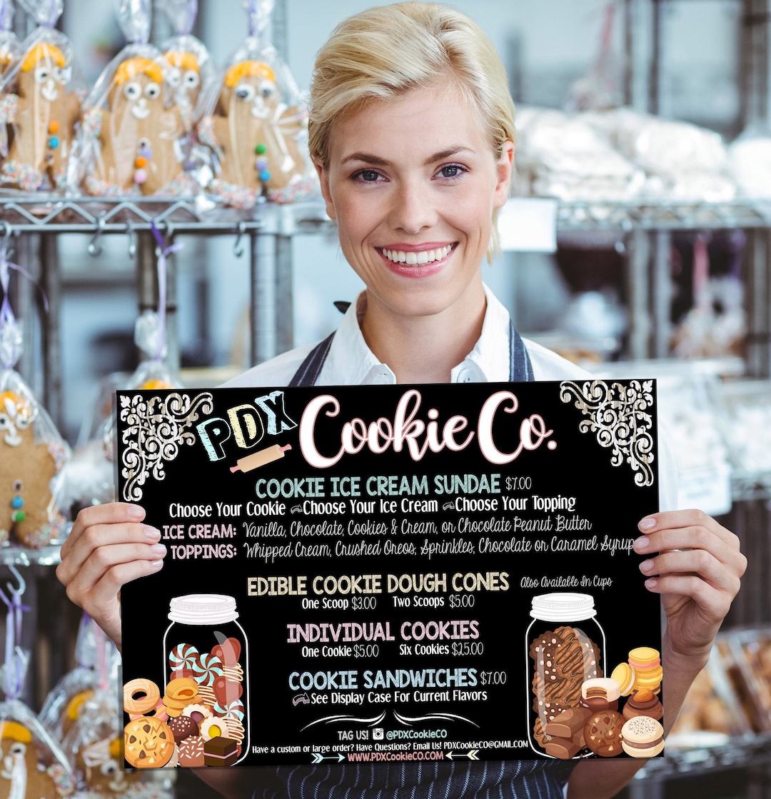 Custom Cafe Menu Chalkboard Style, Bakery Menu, Cookie Price List ...