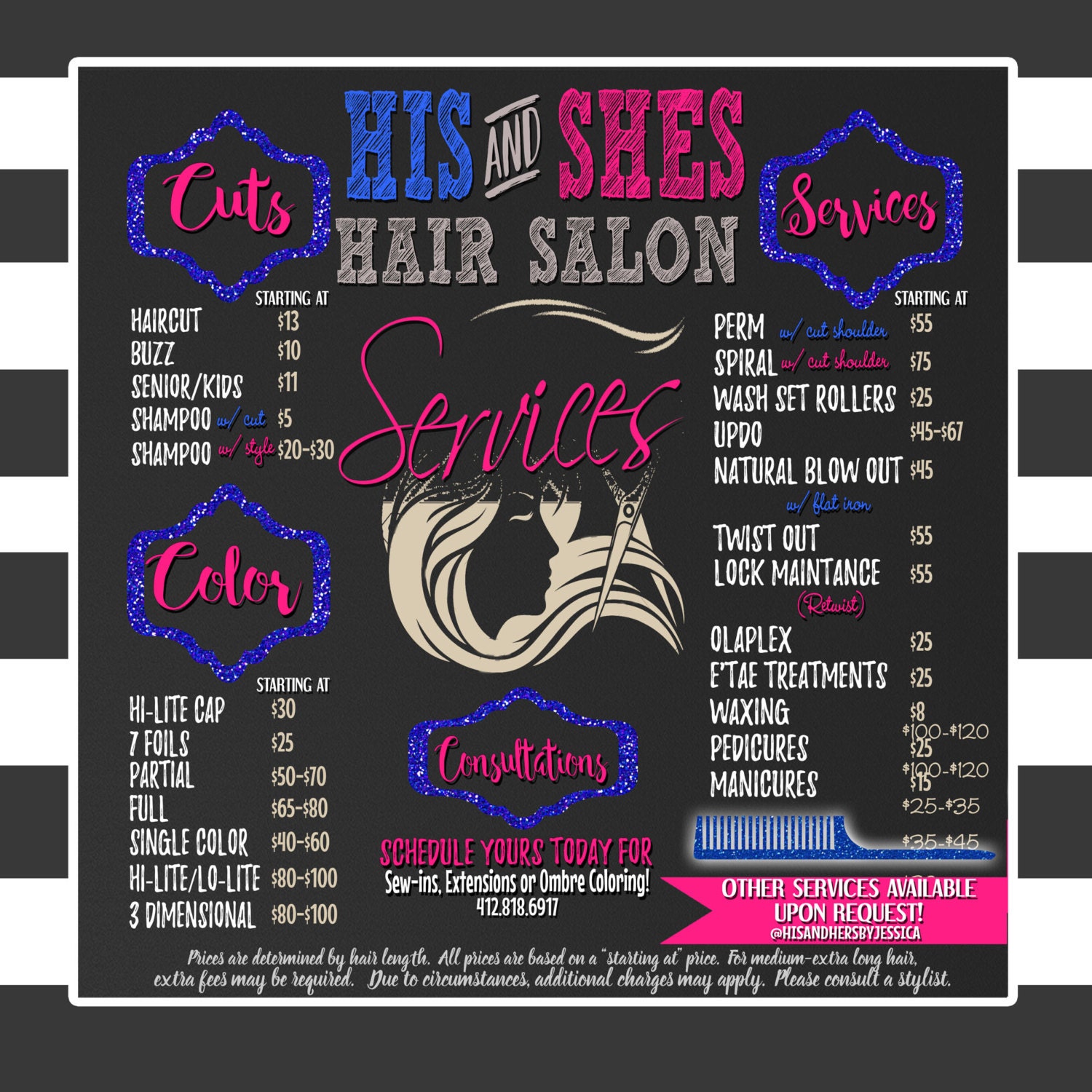 Beauty Salon Sign Beauty Salon Pricing Sign Beauty Salon - Etsy Canada