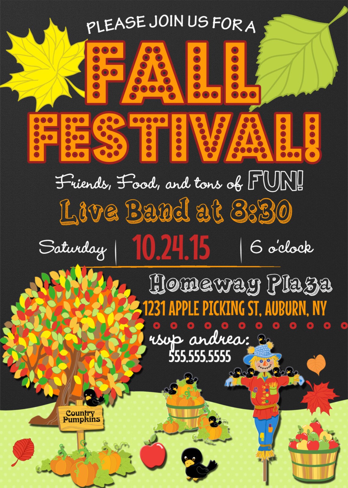 Colorful Fall Festival Invitations, Unqiue Fall Party Invites ...
