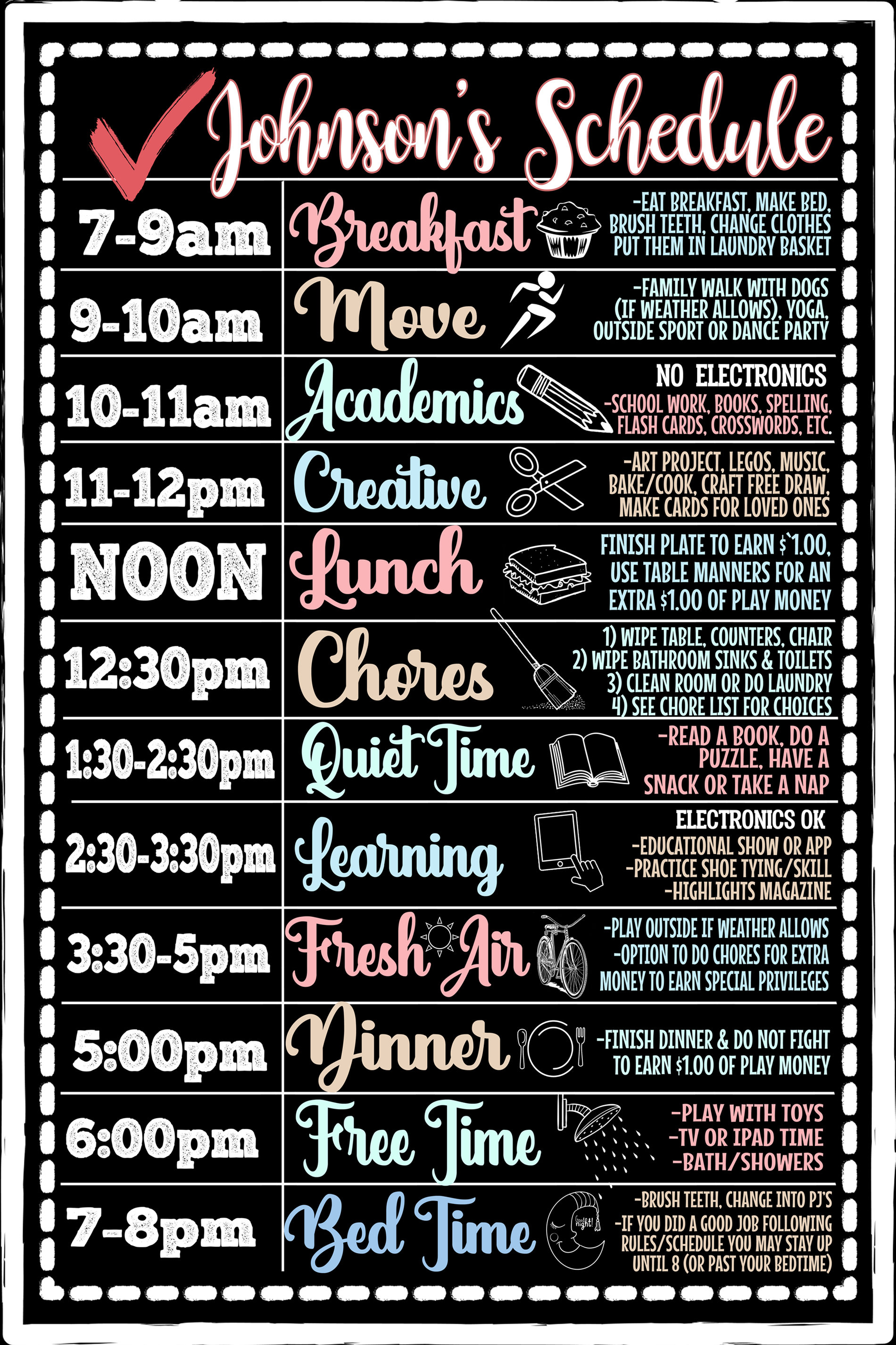 Daily Routine for Kids Personalized Daily Schedule for Kids | Etsy